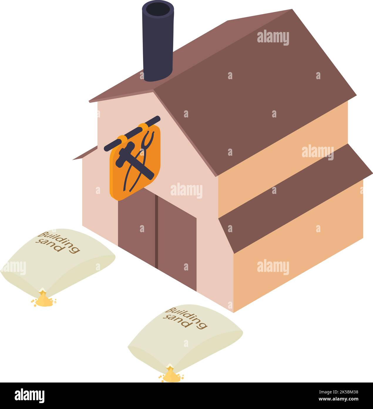 Blacksmith workshop icon isometric vector. Workshop building, bag ...