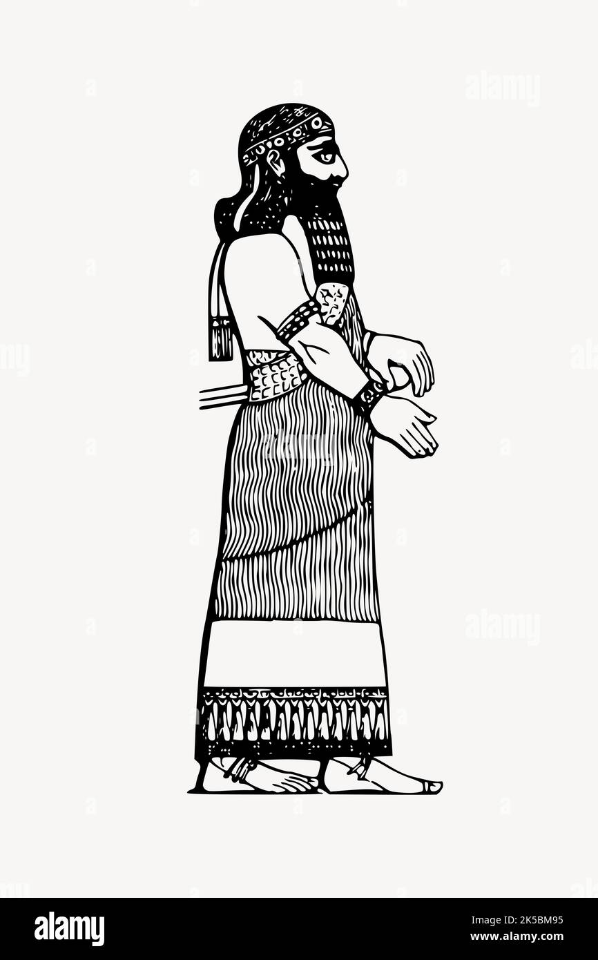 Assyrian king drawing, illustration vector Stock Vector Image & Art - Alamy