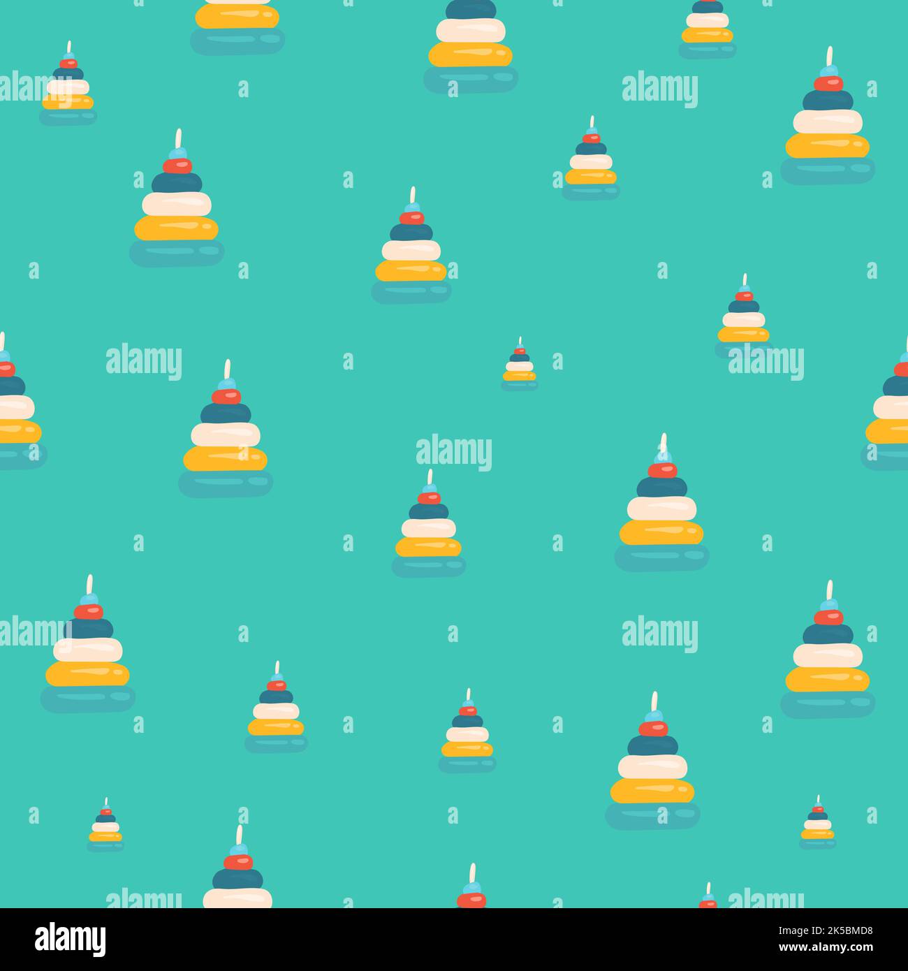 Seamless baby pattern in pastel colors with toys objects pyramid ...