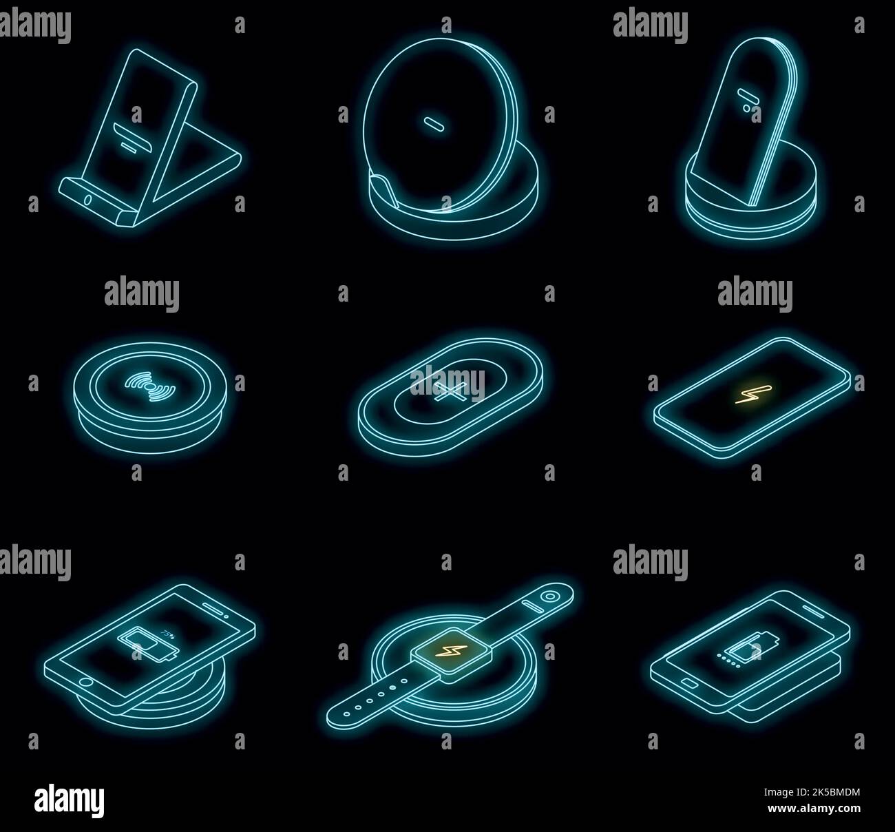 Wireless charger icons set. Isometric set of wireless charger vector ...