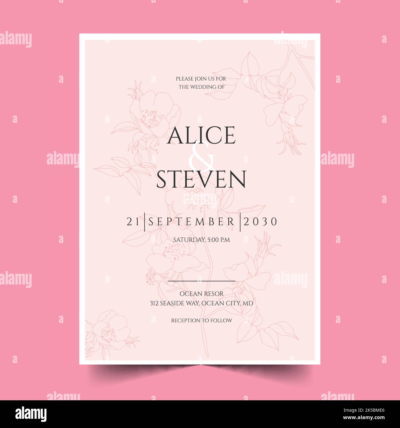 hand drawn wedding invitation vector design illustration Stock Vector ...
