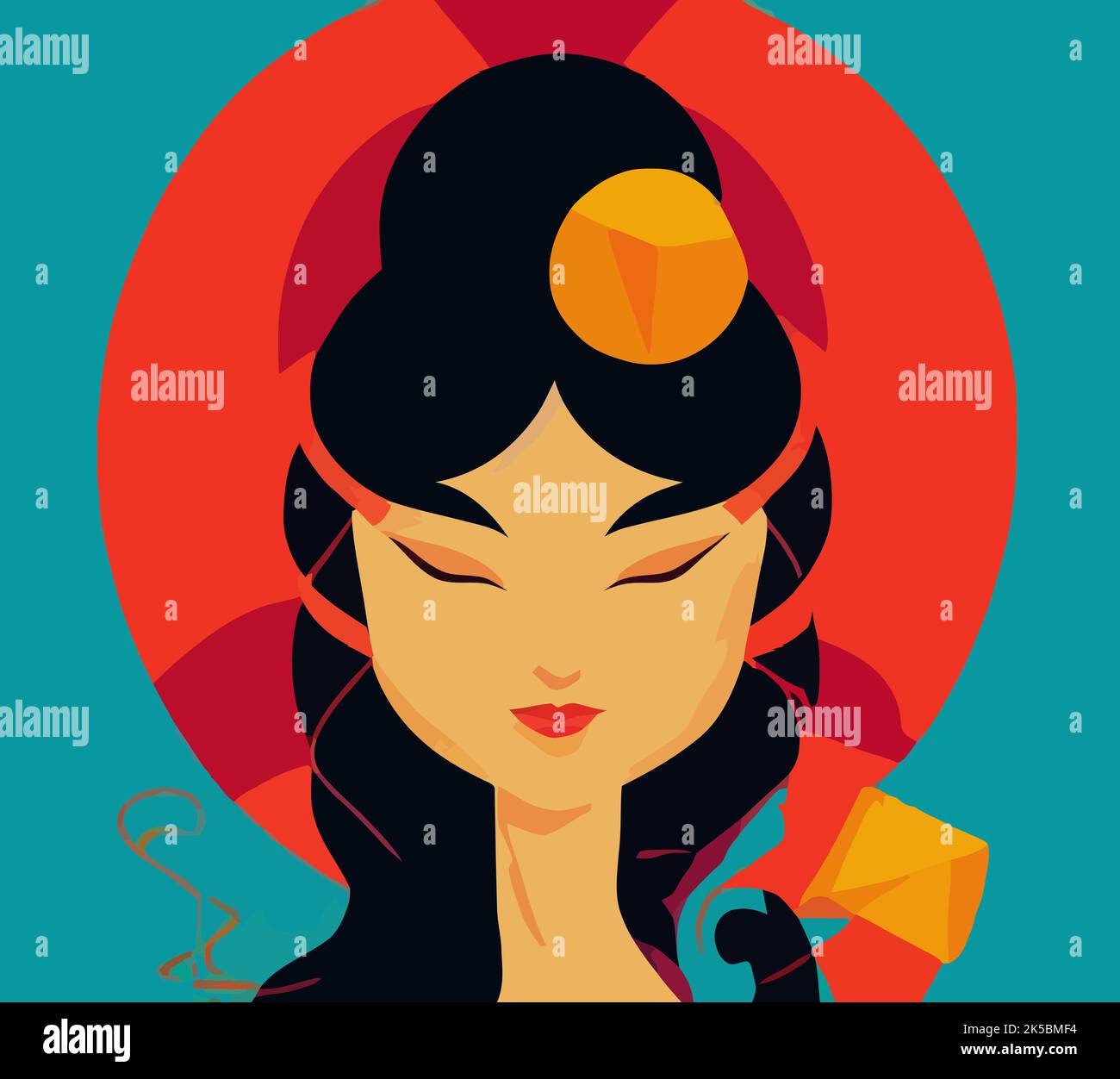 Vector illustration beautiful asian princess hi-res stock photography ...