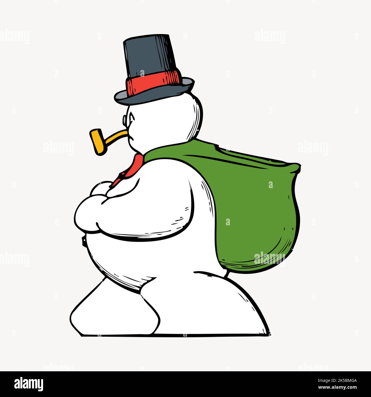Smoking snowman collage element, drawing illustration vector Stock ...