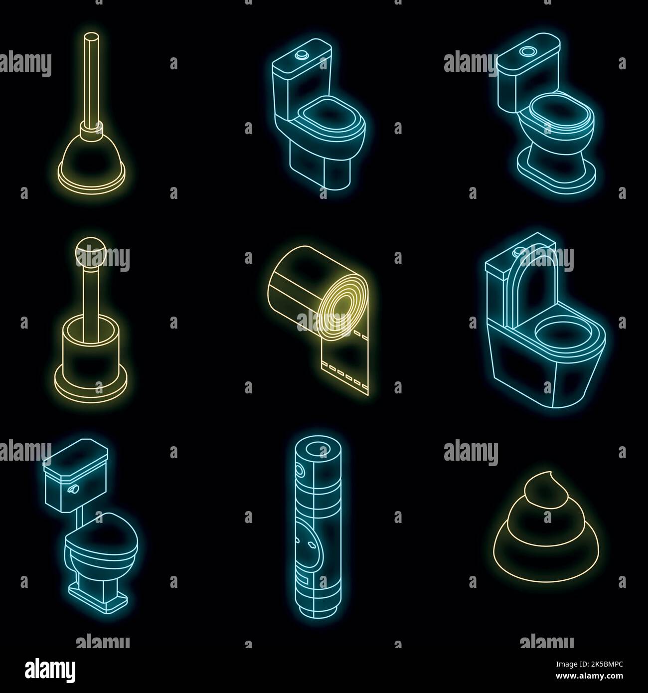 Toilet bathroom icon set. Isometric set of toilet bathroom vector icons ...