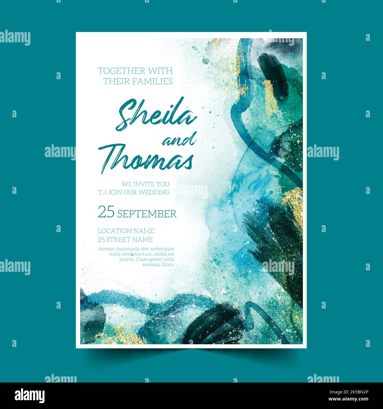 watercolor elegant wedding invitation template vector design ...