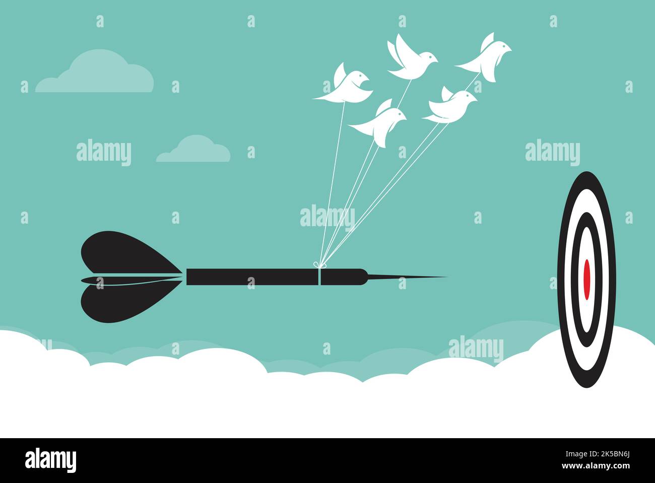 Vector image of birds with darts target aim in the sky, Represents the ...
