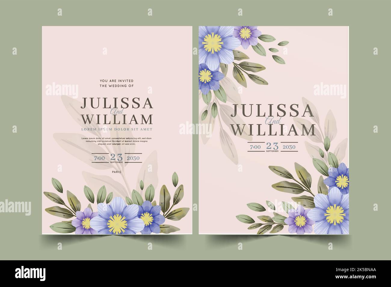 hand painted wedding invitation template vector design illustration ...