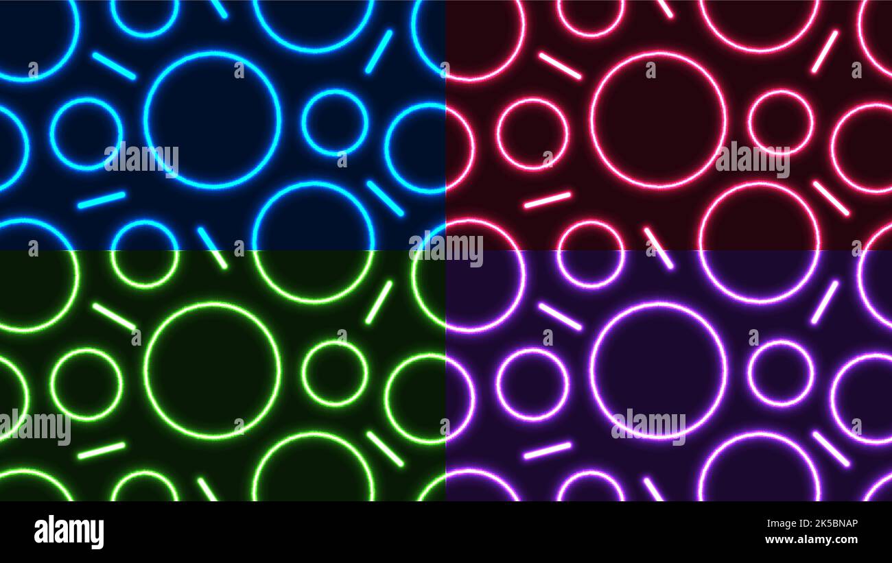 Set of abstract blue, red, green, purple glowing neon lighting effect ...