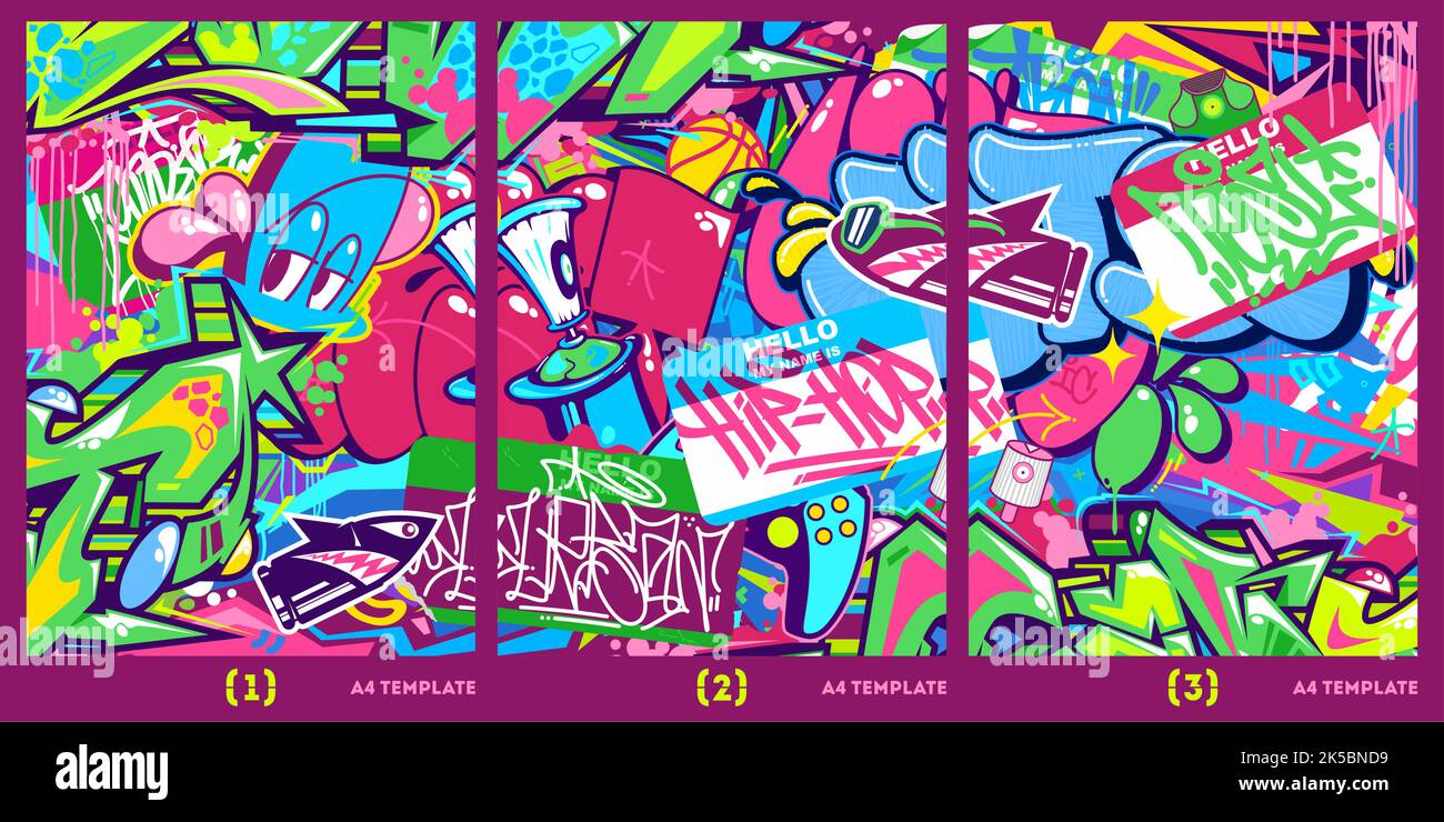 Trendy Abstract Urban Graffiti Style A4 Poster Vector Illustration ...