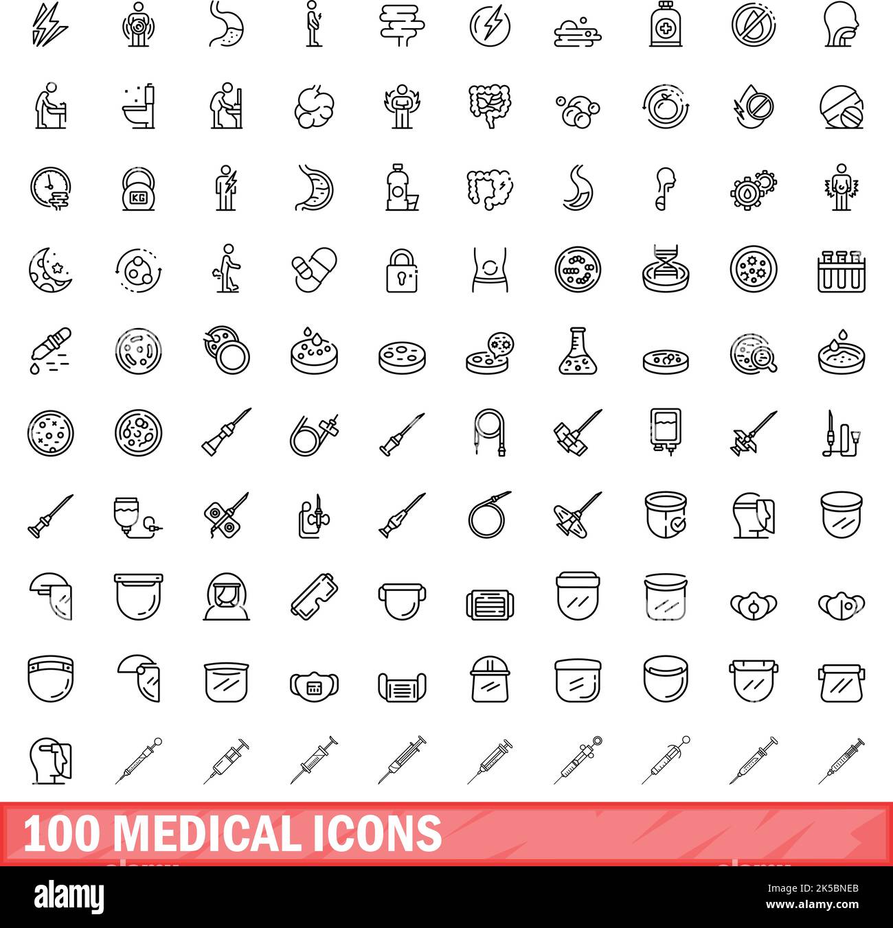 100 medical icons set. Outline illustration of 100 medical icons vector ...