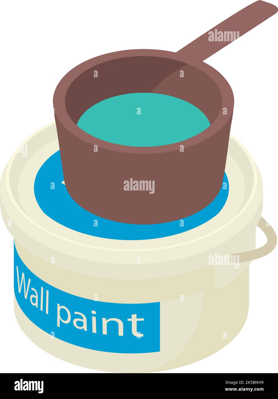 Repair material icon isometric vector. Wall paint bucket, ladle with ...
