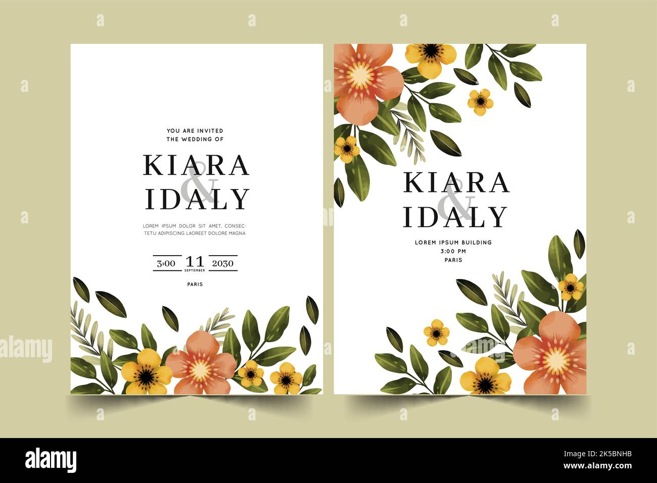 hand painted wedding invitation template vector design illustration ...