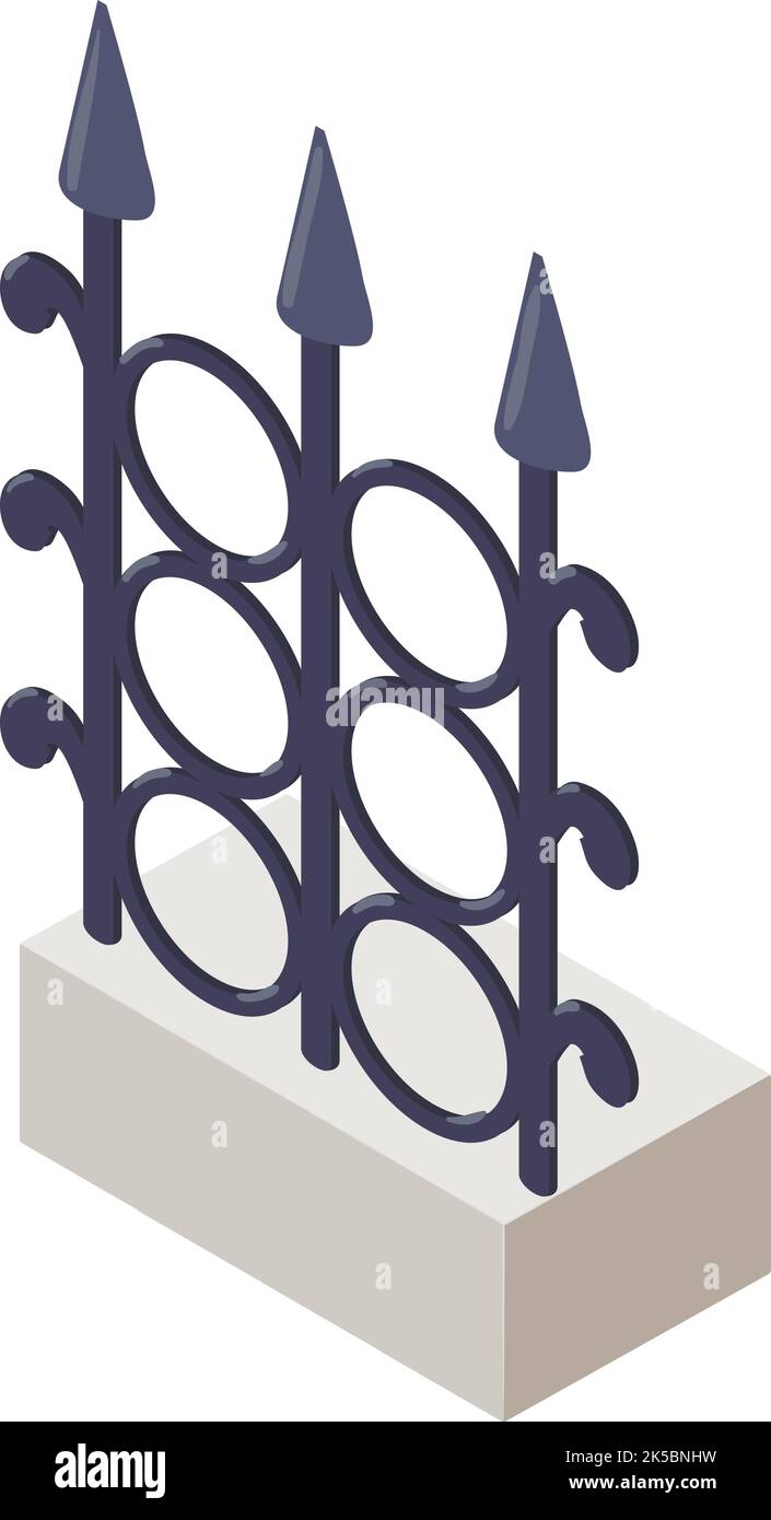 Forged fencing icon isometric vector. Black decorative iron wrought ...