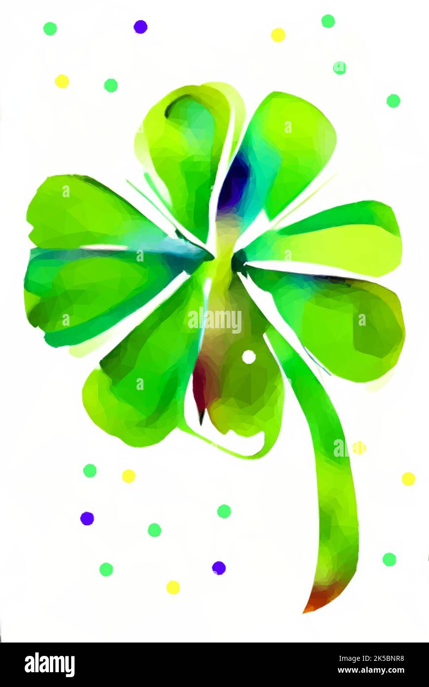 A watercolor clover leaf as a symbol of luck in low poly art Stock ...