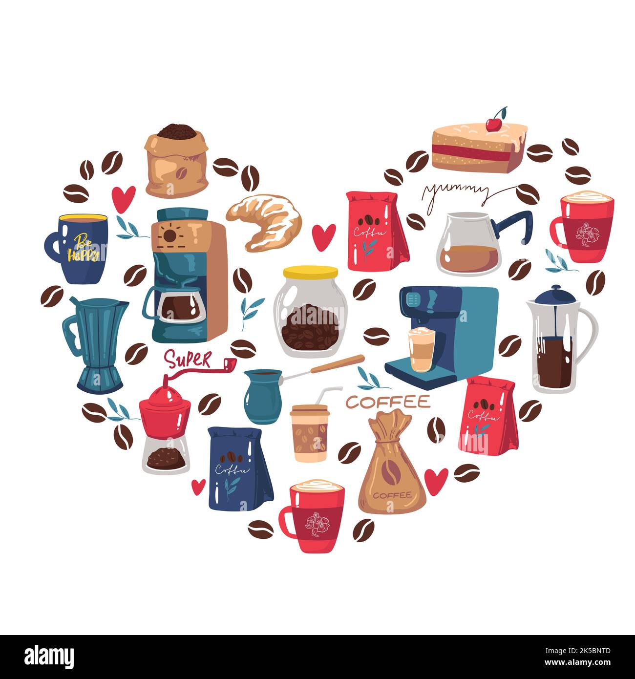 heart from coffee beans, vector illustration love coffee Stock Vector ...