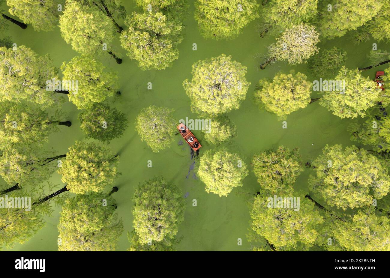 (221007) -- YANGZHOU, Oct. 7, 2022 (Xinhua) -- Aerial photo taken on ...