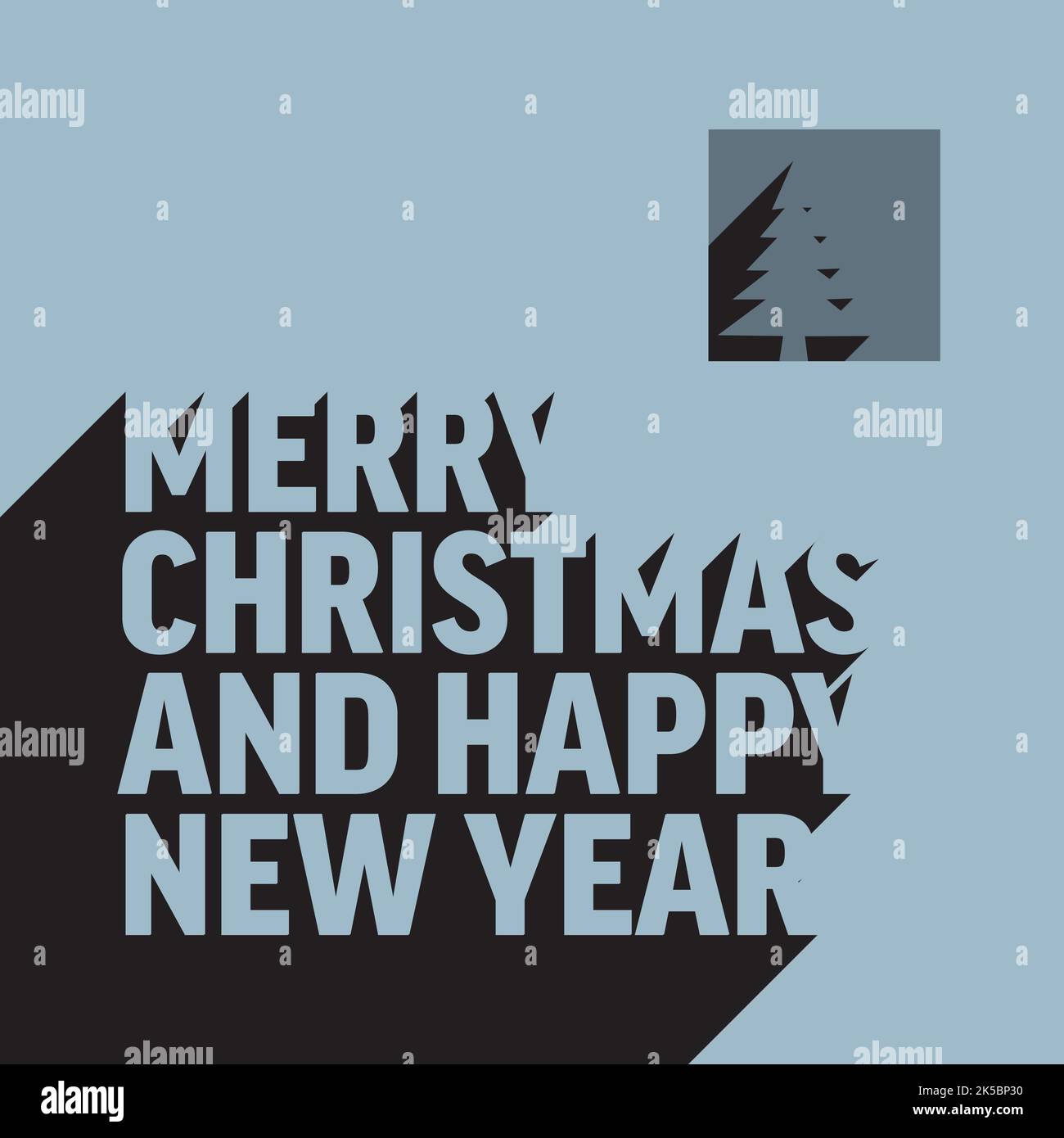 Vector blue modern simple trendy christmas card with big lettering and ...