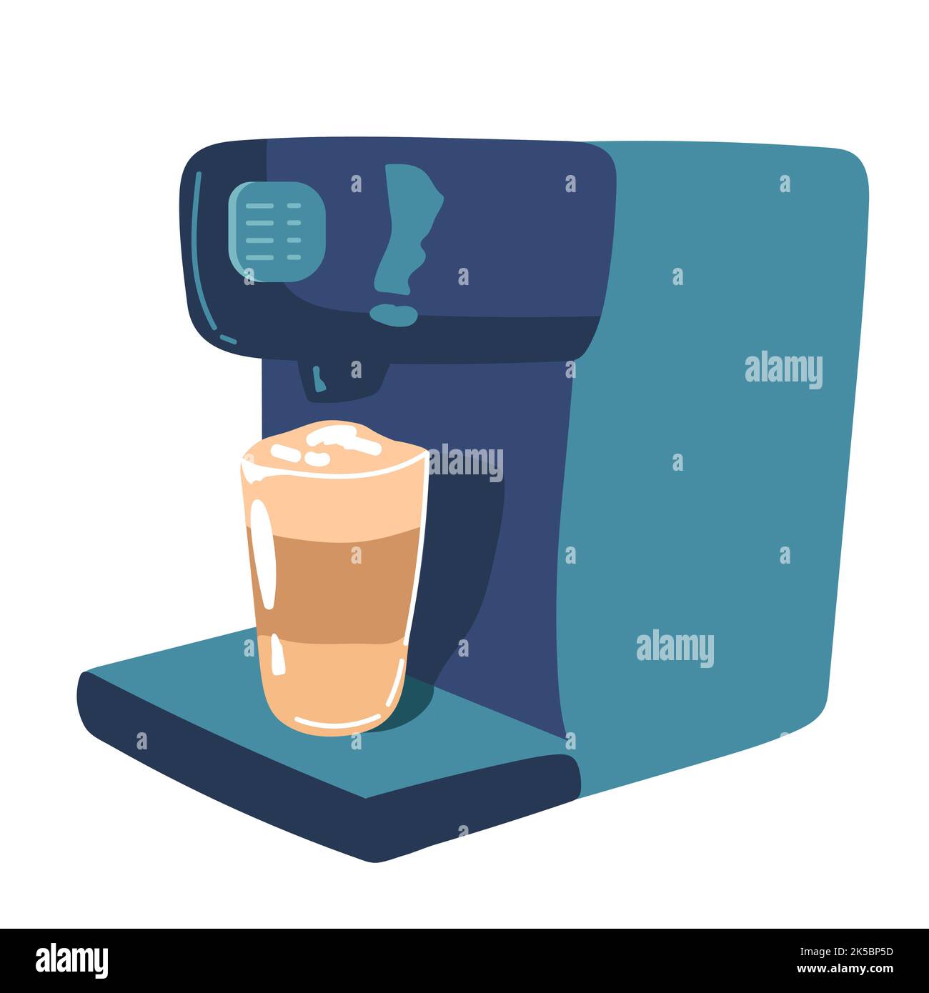Coffee machine flat illustration. Front view of coffee machine. Vector ...
