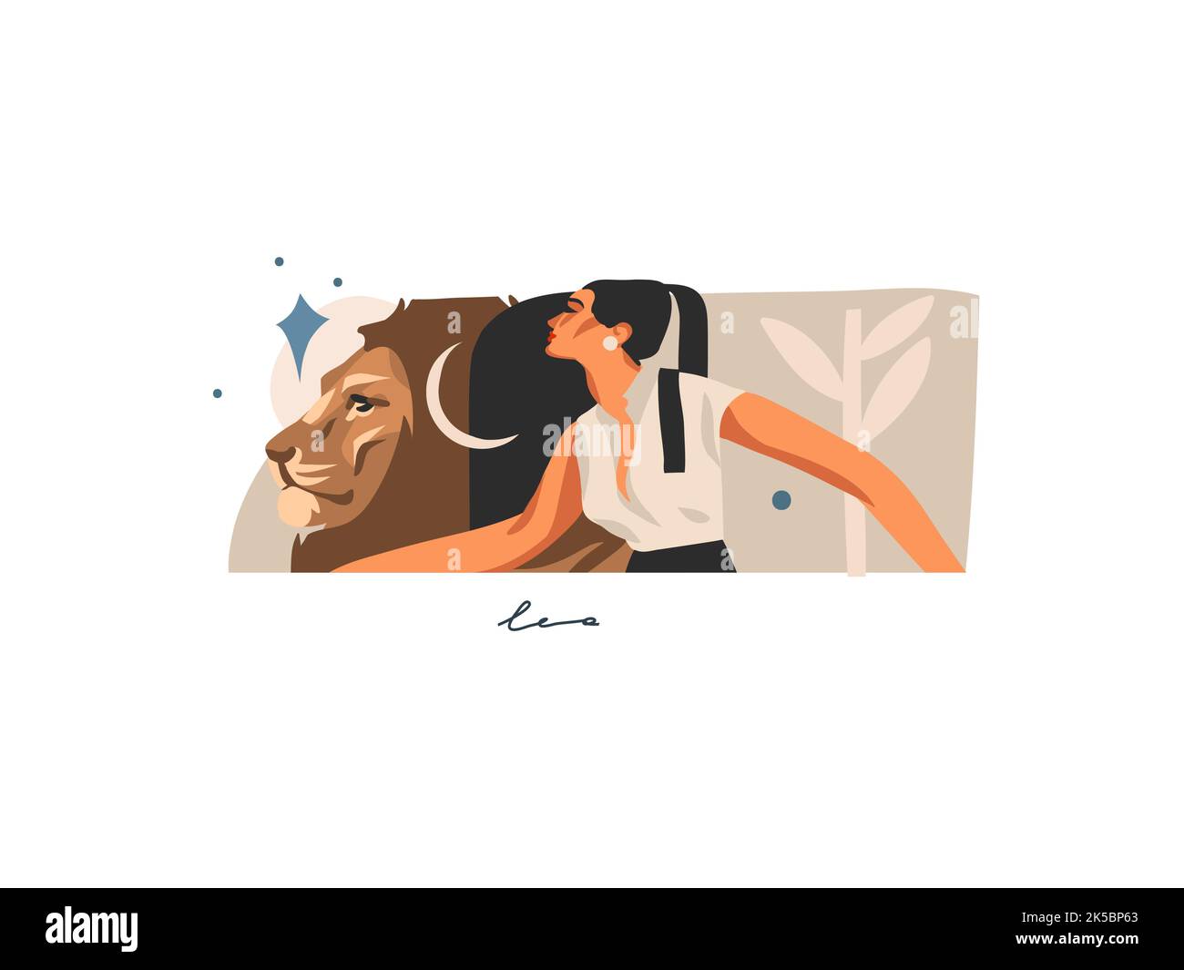 Hand Drawn Vector Stock Abstract Flat Graphic Illustration With Zodiac