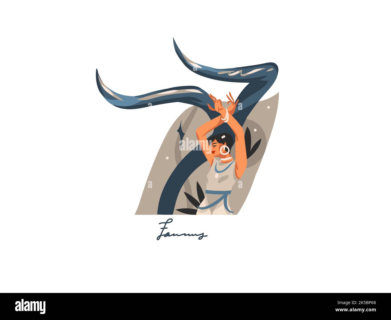 Hand drawn vector stock abstract flat graphic illustration with zodiac ...