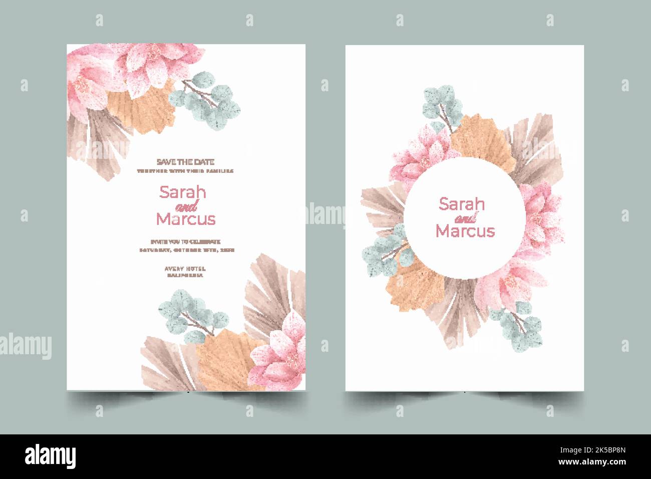 hand painted wedding invitation template vector design illustration ...