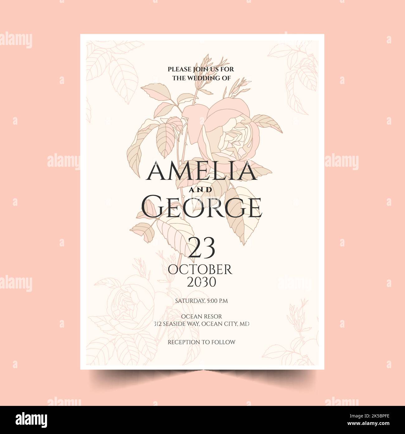 hand drawn wedding invitation vector design illustration Stock Vector ...