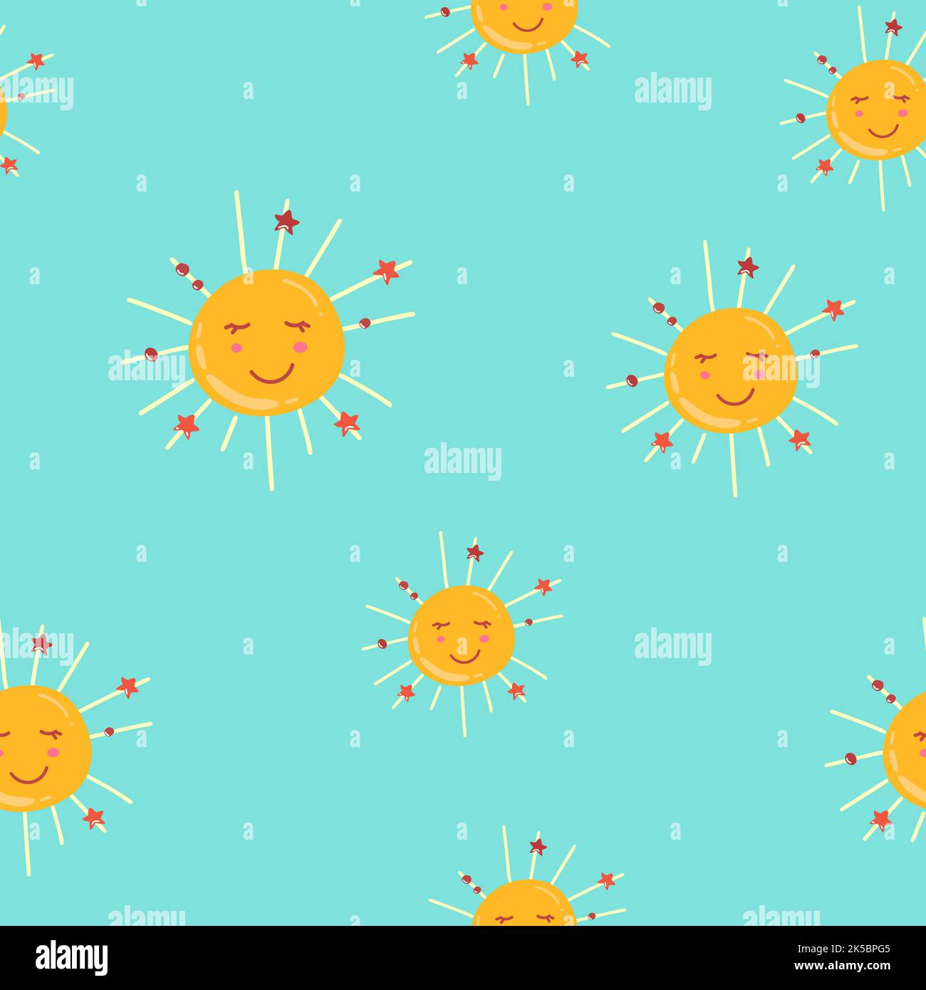 Sun seamless pattern background. Business flat vector illustration. Sun ...