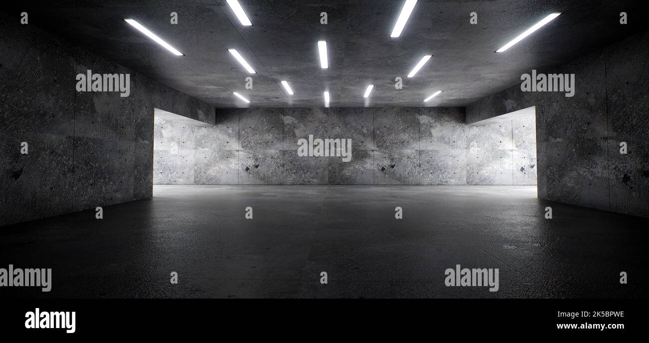 Garage Cement Sci Fi Concrete Grunge Dark Underground Studio hangar ...