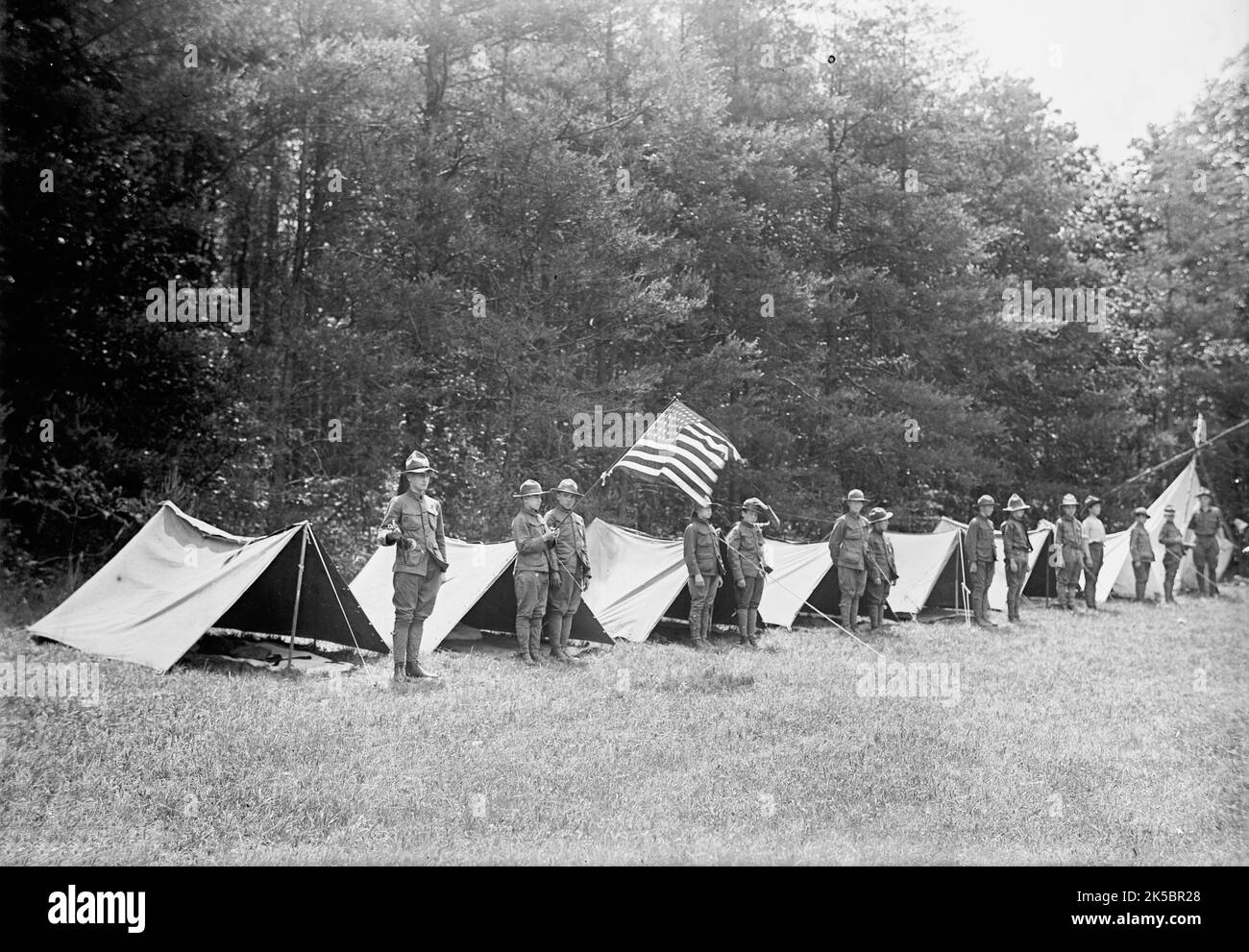 Boy Scouts Standing In Front of Tents In Encampment, between 1914 and ...