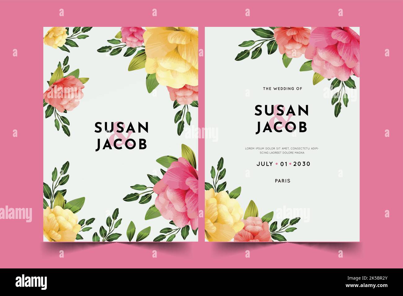 floral colorful wedding invitations template vector design illustration ...