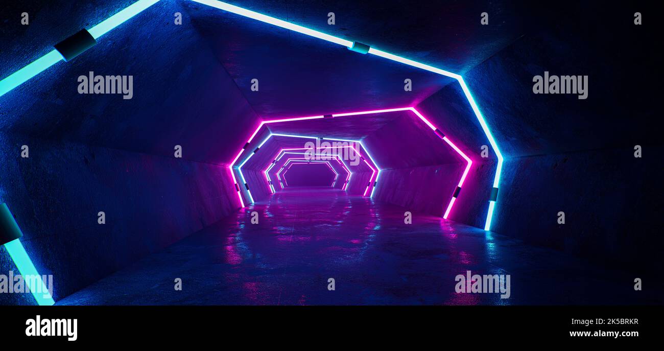 Neon Sci Fi Futuristic Alien Spaceship Modern Vibrant Purple Blue ...