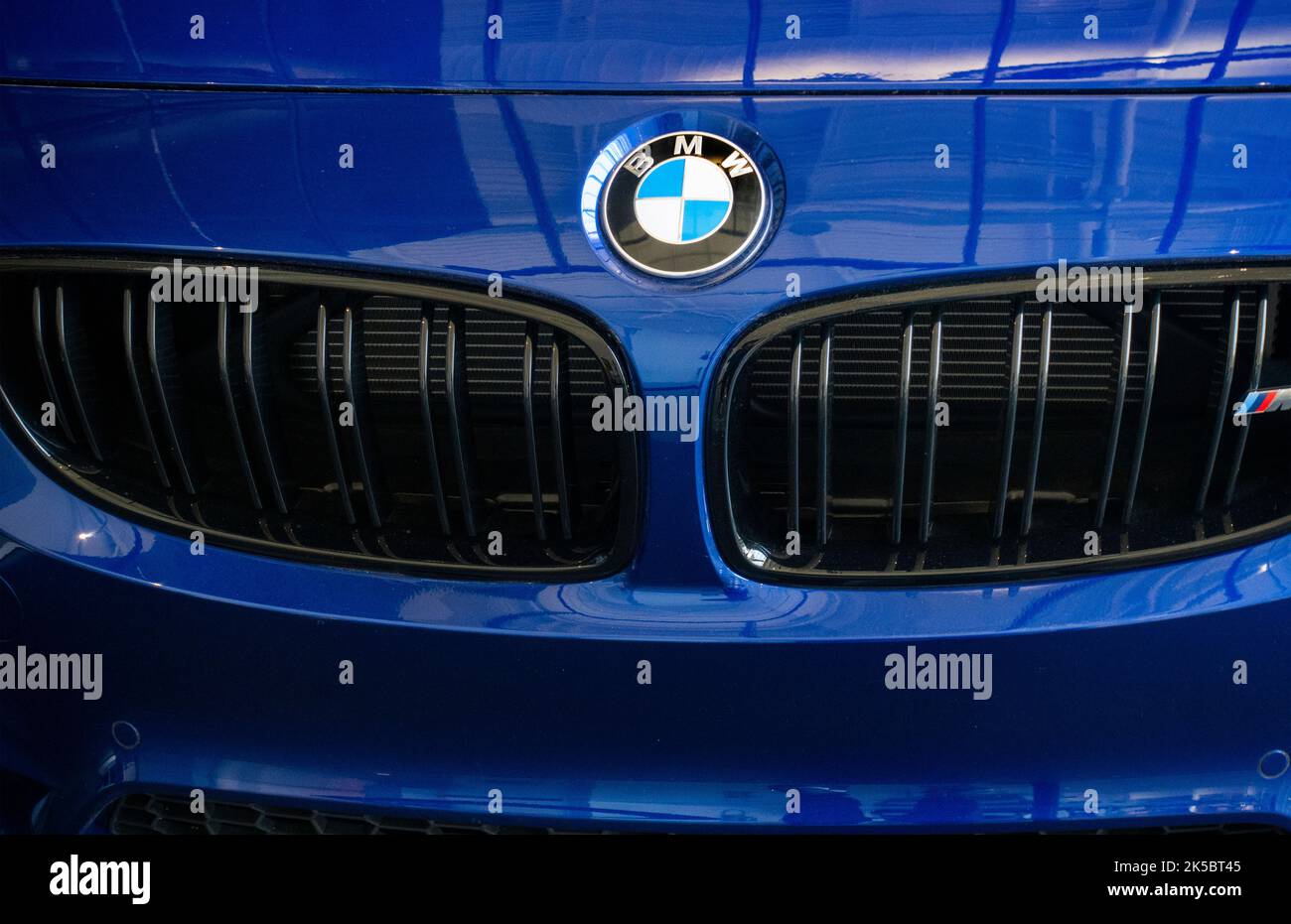 M4 cs front grill bright blue end reflection hi-res stock photography ...