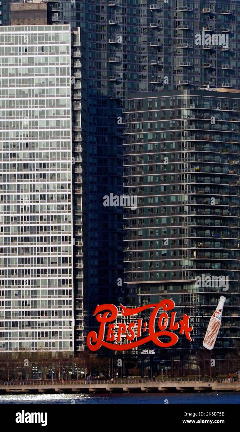 Pepsi Cola large sign in Long Island City Queens NYC Stock Photo - Alamy