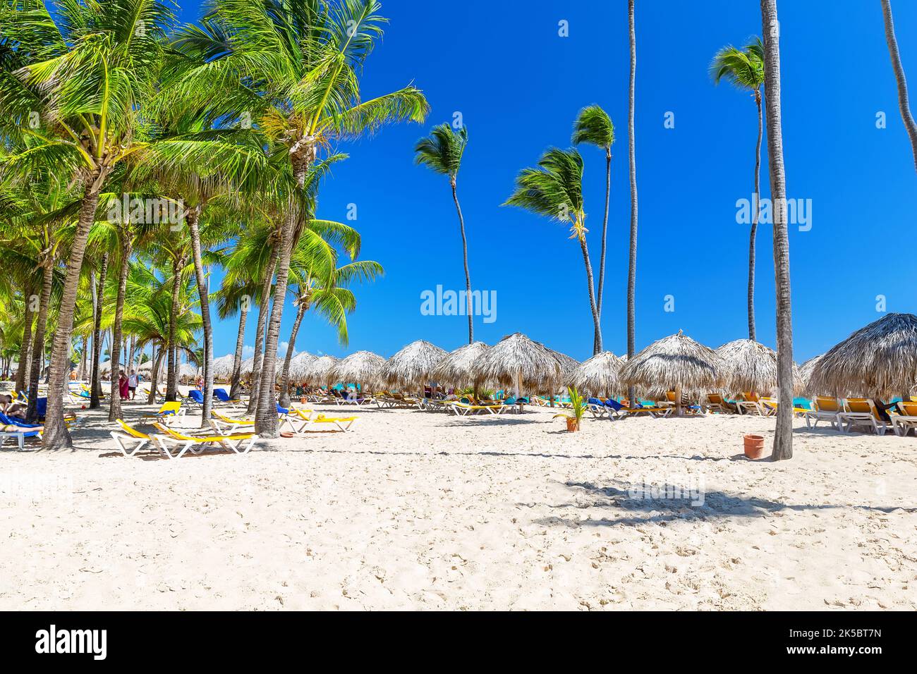 Beautiful white sandy beach of a luxury resort in Punta Cana, Dominican ...