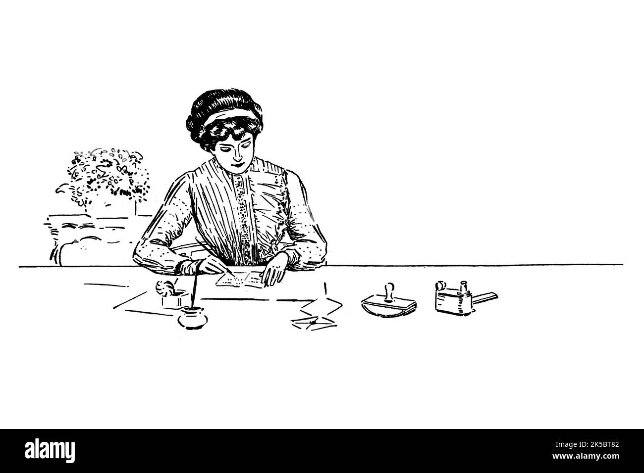 Antique woman writing Cut Out Stock Images & Pictures - Alamy