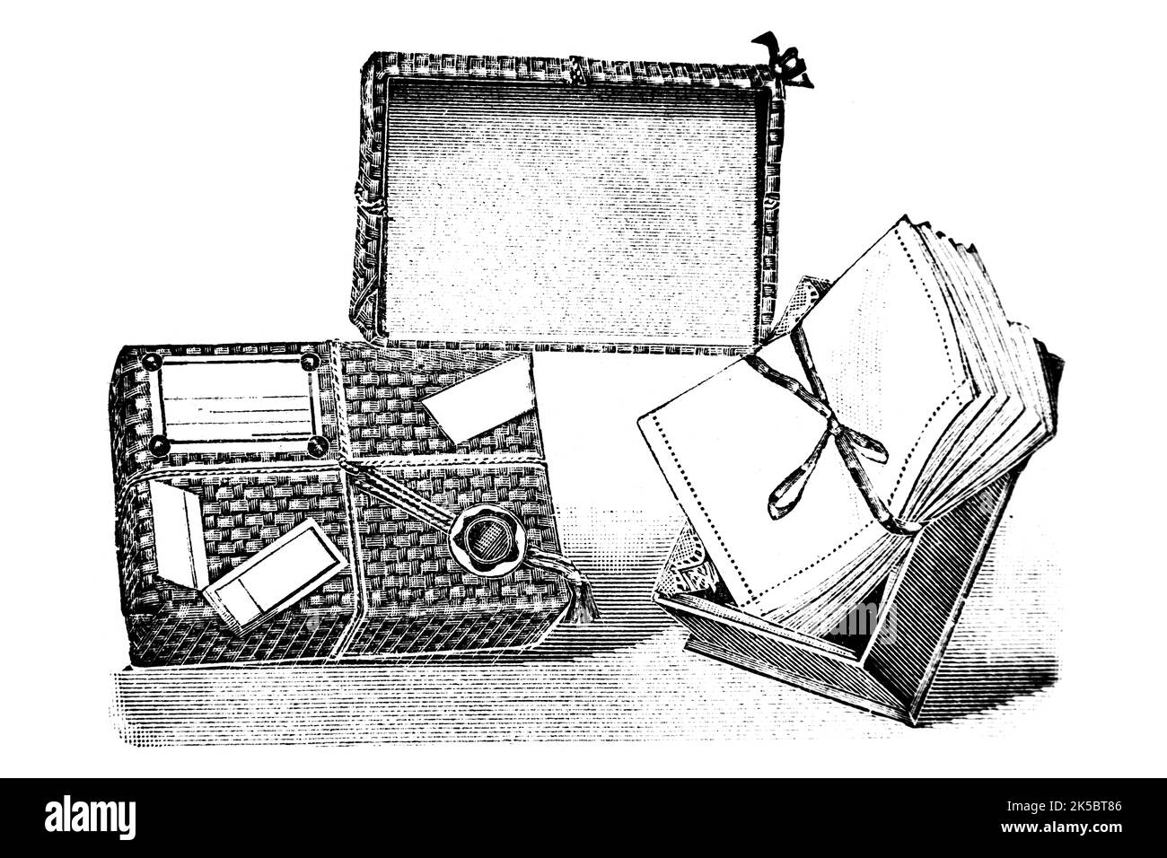 Box with shipping labels – Vintage Illustration Stock Photo - Alamy