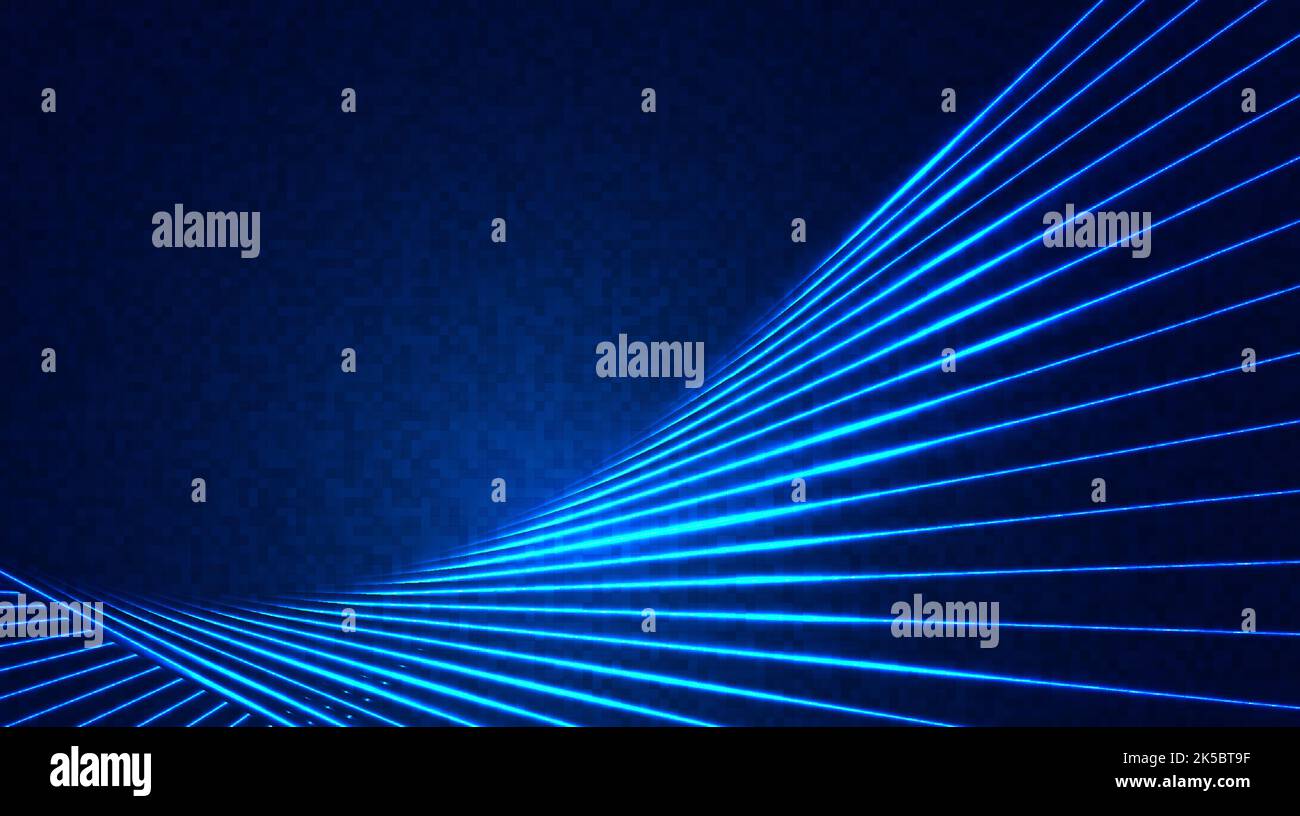 Abstract technology concept glowing blue neon lines with lighting ...