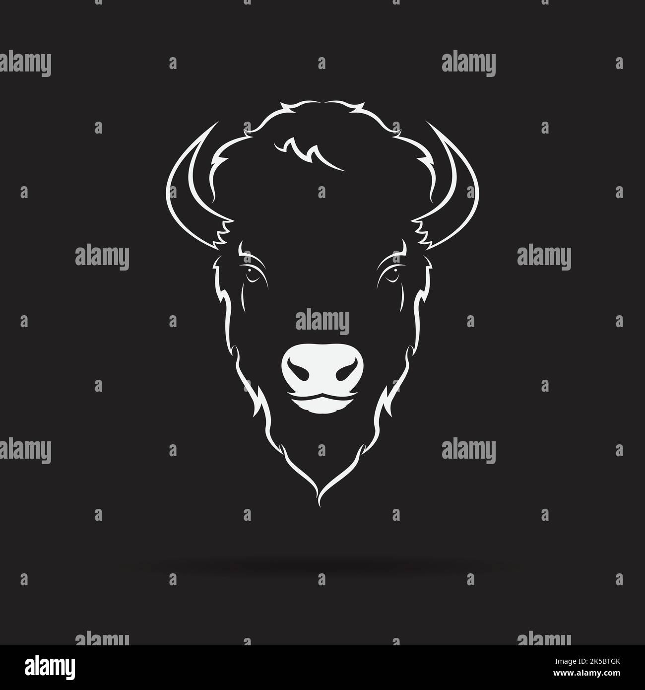 Vector of a buffalo head design on black background. Wild Animals ...