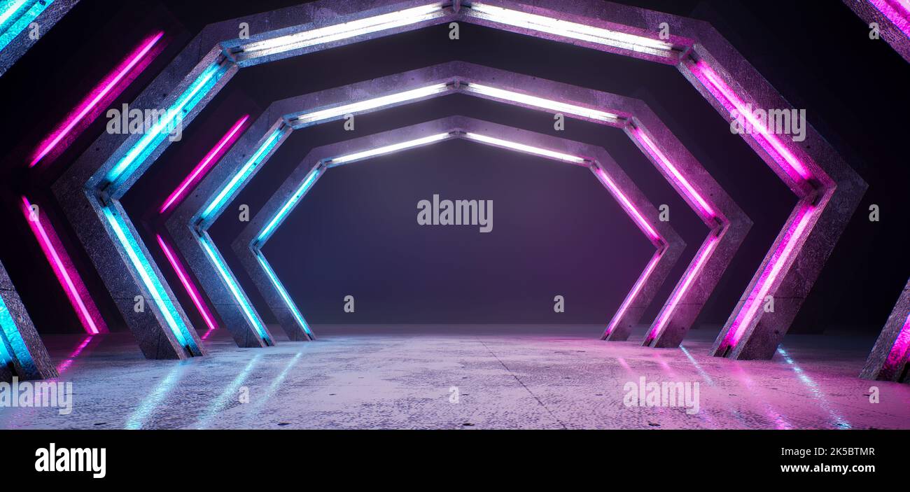 3d render, blue pink violet neon abstract background, ultraviolet light ...