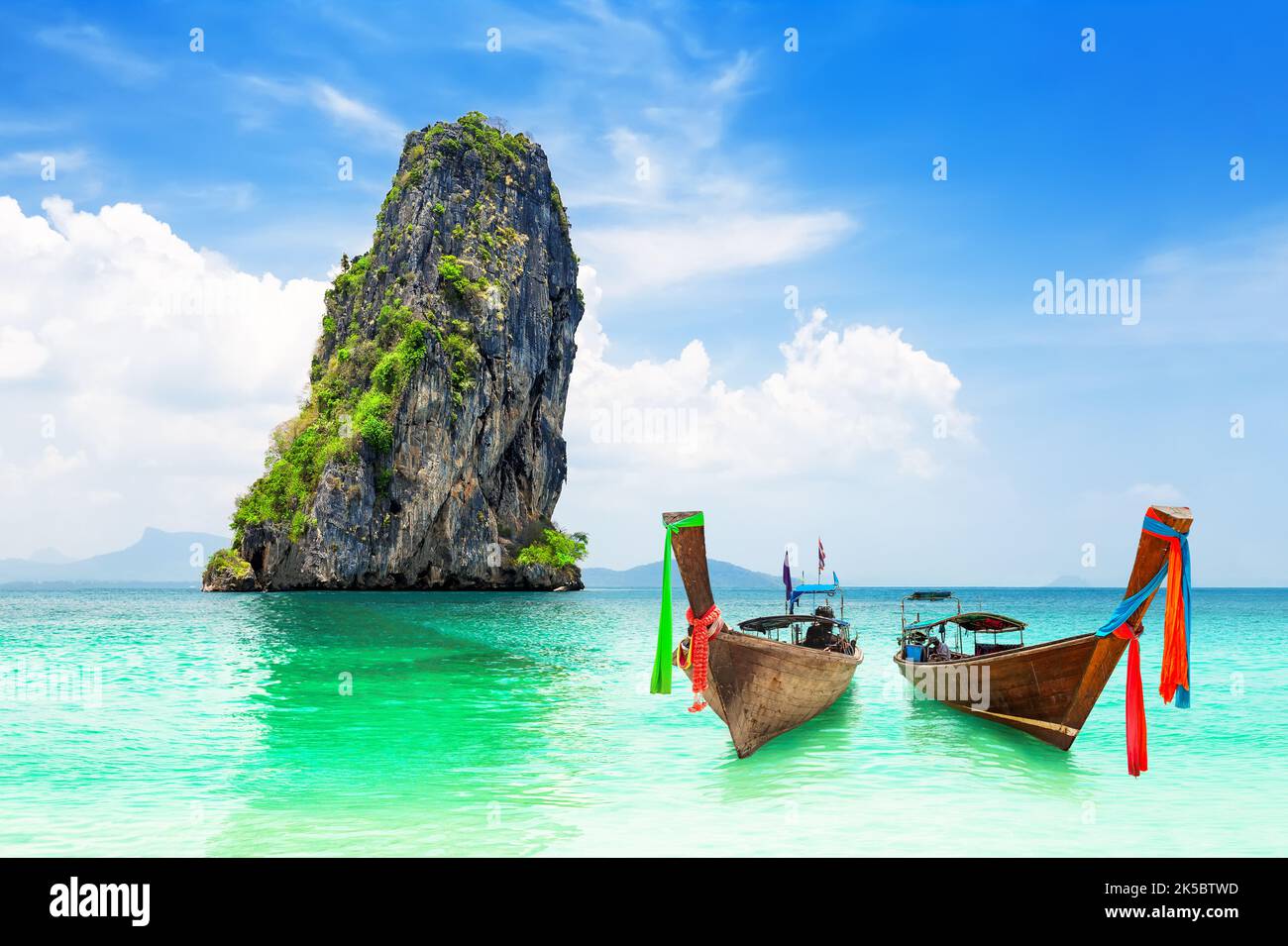 Beautiful beach of Koh Poda island with thai traditional wooden ...