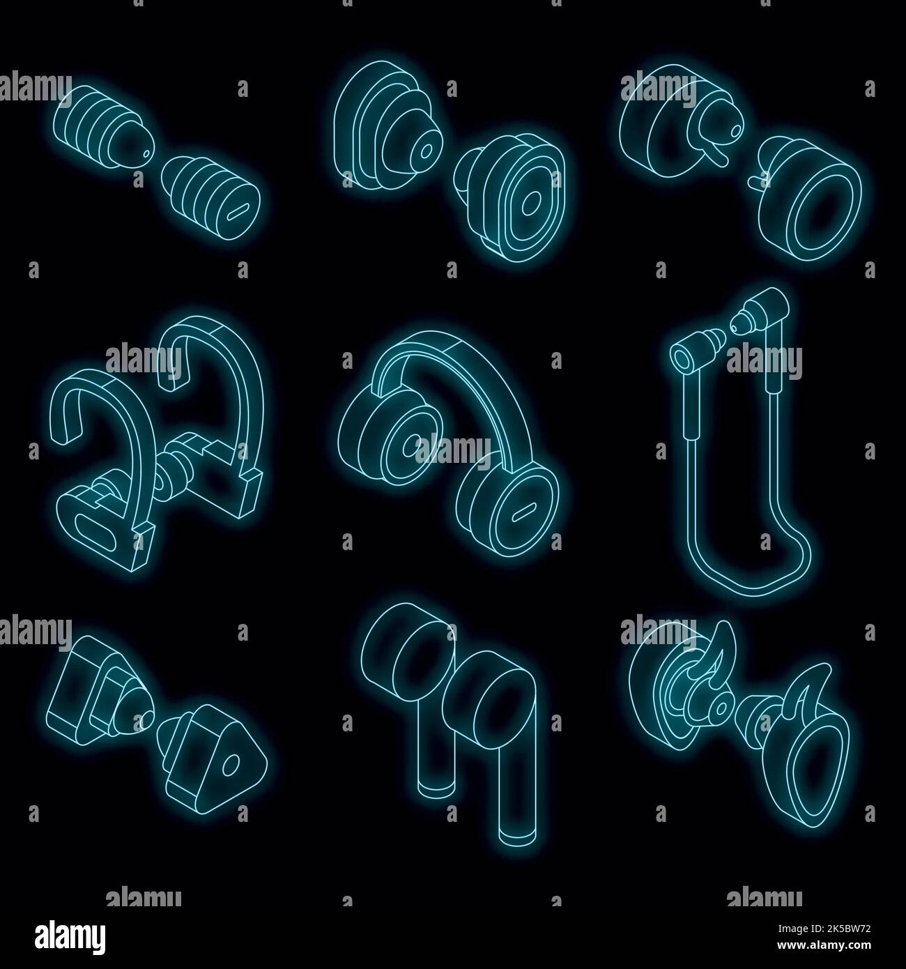 Wireless Earbuds icons set. Isometric set of Wireless Earbuds vector ...