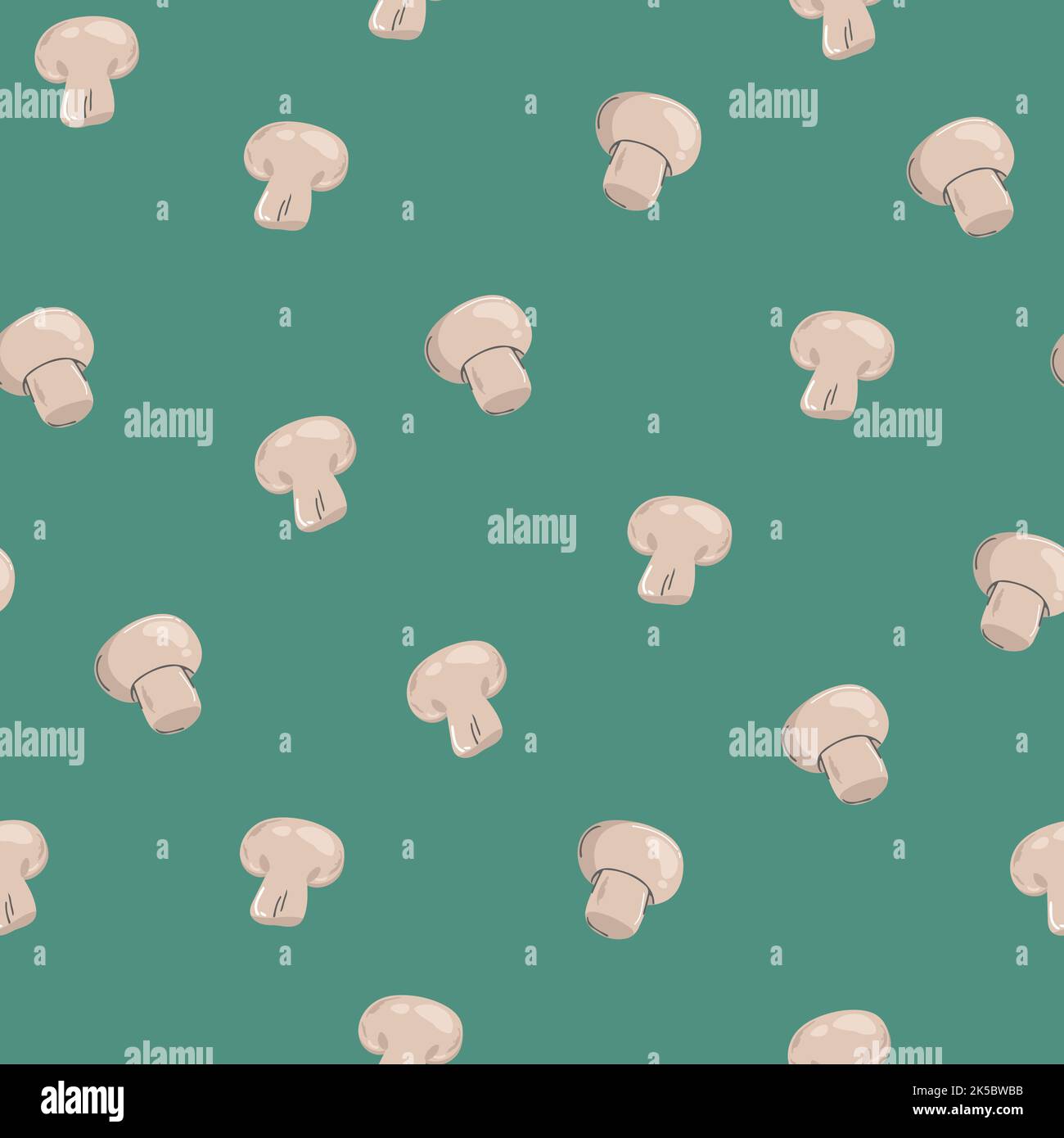 Vector Seamless Pattern with Hand Drawn White Champignon. Cartoon ...