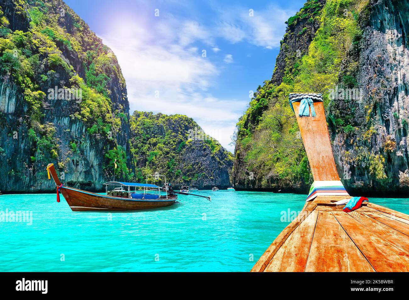 View of Loh Samah Bay in Phi Phi island, Thailand. This small bay on ...