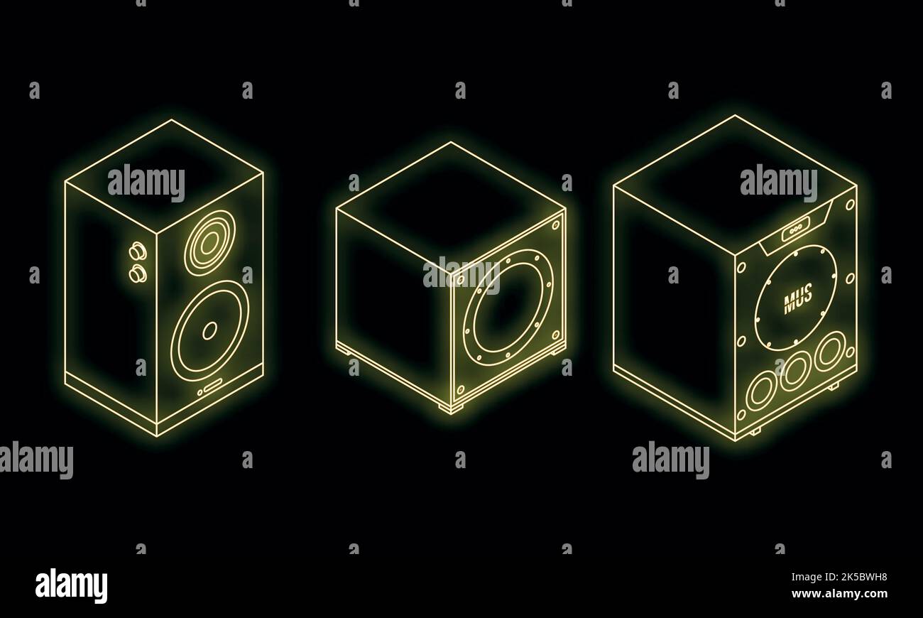 Stereo system icons set. Isometric set of stereo system vector icons ...