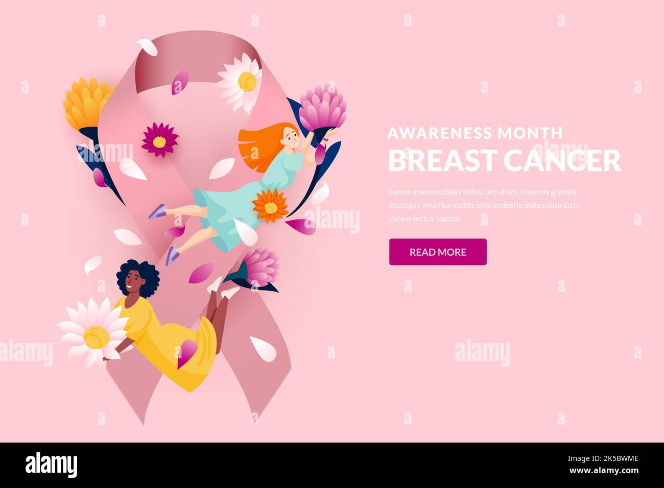Breast Cancer Awareness month, health care and support concept. Vector ...