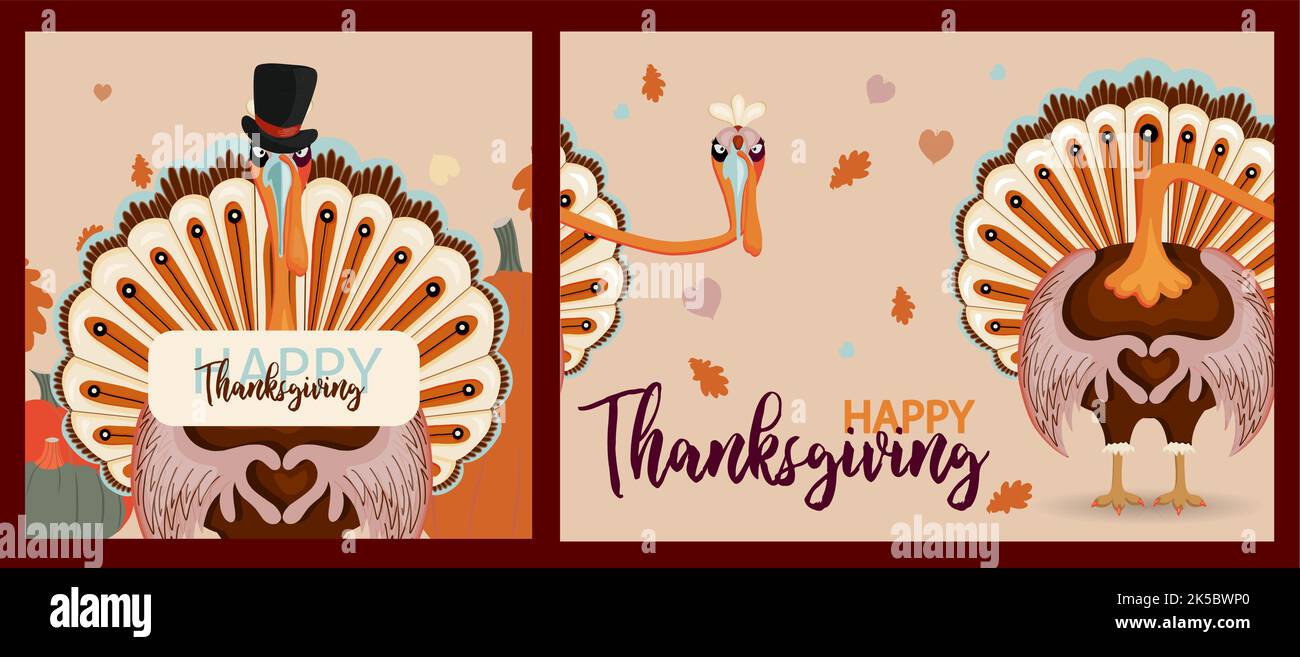 Thanksgiving autumn set. Vector illustration.Thank you digital painting ...