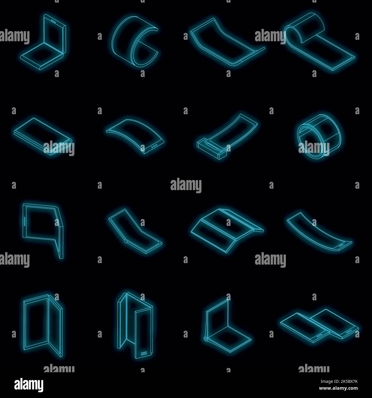 Flexible display icons set. Isometric set of flexible display vector ... Flexible display icons set. Isometric set of flexible display vector ...