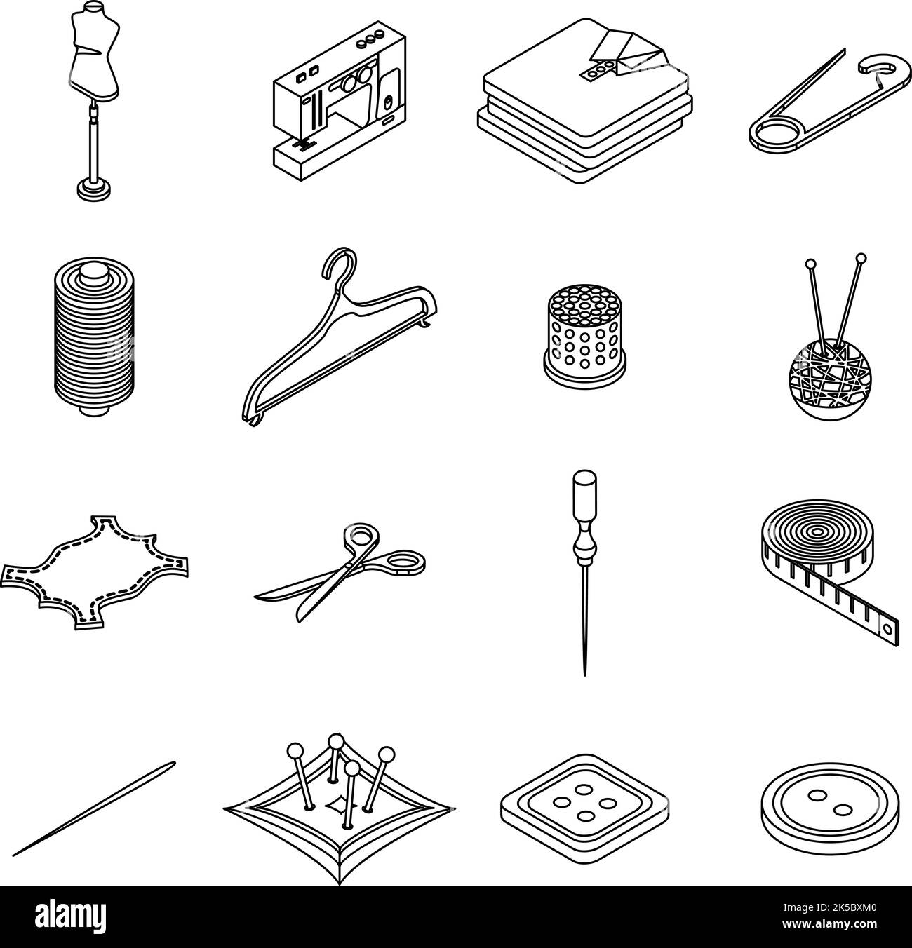 Clothing repair icons set. Isometric set of clothing repair vector ...