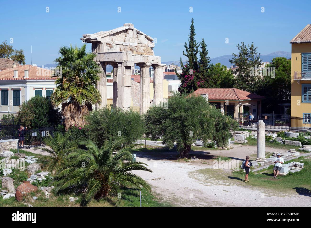 The Gate of Athena Archegetis in Roman Market in Athens, Greece Stock ...
