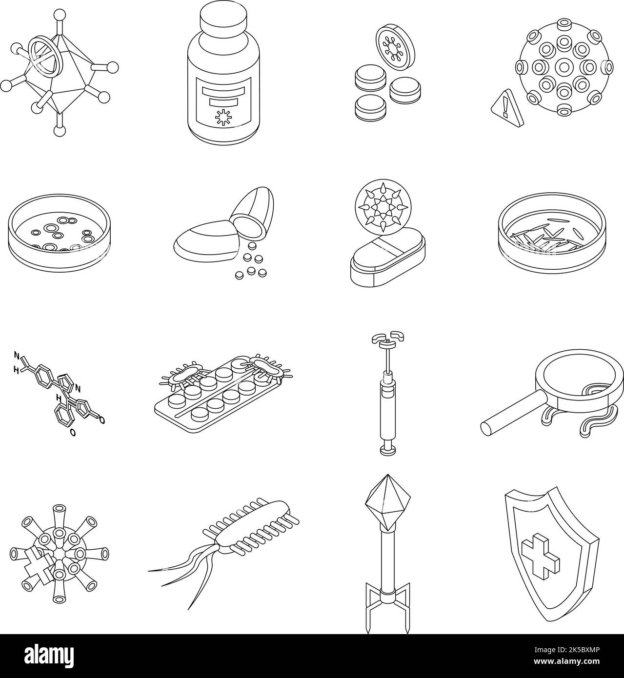 Antibiotic resistance icons set. Isometric set of antibiotic resistance ...